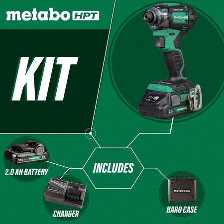 Metabo Hpt 18V MV Cordless Brushless Triple Hammer Bolt Impact Driver Kit 2 x 2.0Ah WH18DCM Zoro